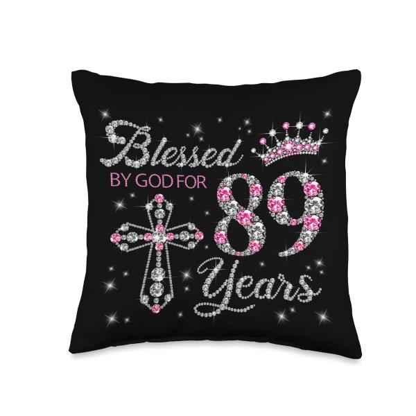 ・Blessed by God For 89 Years Fabulous Girly Crown 89th Birthday gifts Tees for women, ladies. This glamorous design is a...