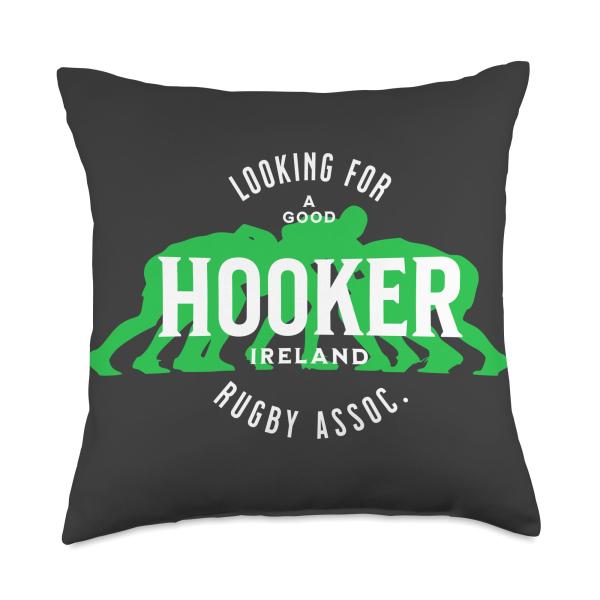 ・A humorous design for rugby fans, featuring the phrase "Looking for a Good Hooker" alongside an action-packed scrum ill...