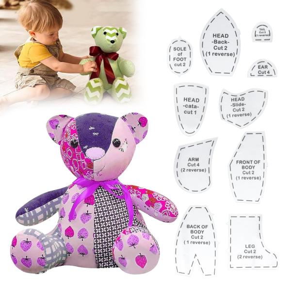 ・【DIYメモリーベア柄ソーイング】クマの縫製パターンで可愛いメモリーベアが作れます。 初心者でも経験豊富な下水道でも、これらのテンプレートは人形作りを簡単で楽しいものにします。・【優れた品質】クマの縫製パターンセットはアクリル製で、丈夫で...