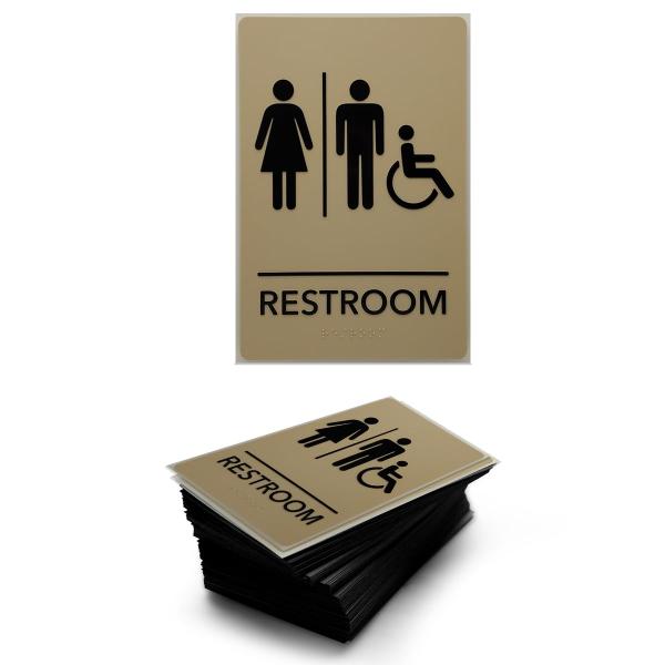 ・ADA RESTROOM SIGN WITH BRAILLE - CLEAR, PROFESSIONAL WAYFINDING - Help employees and visitors quickly locate restroom f...