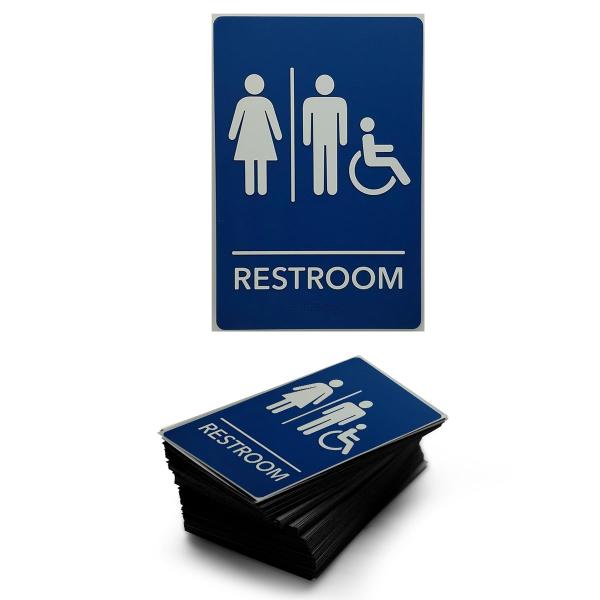 ・ADA RESTROOM SIGN WITH BRAILLE - CLEAR, PROFESSIONAL WAYFINDING - Help employees and visitors quickly locate restroom f...