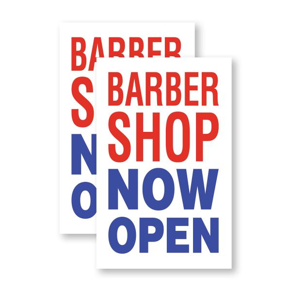 ・Barber Shop Now Open (2-PACK) 24" x 36" Vinyl Decals・EASY TO INSTALL: Great for storefronts, restaurants, retail stores...