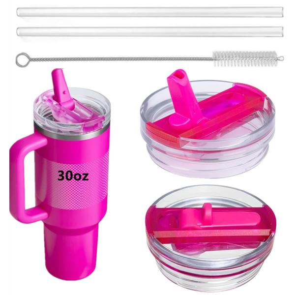 ・Perfect Fit for 30 oz: This tumbler flip straw lid Compatible with Stanley Quencher ProTour 30oz tumblers, this lid ens...