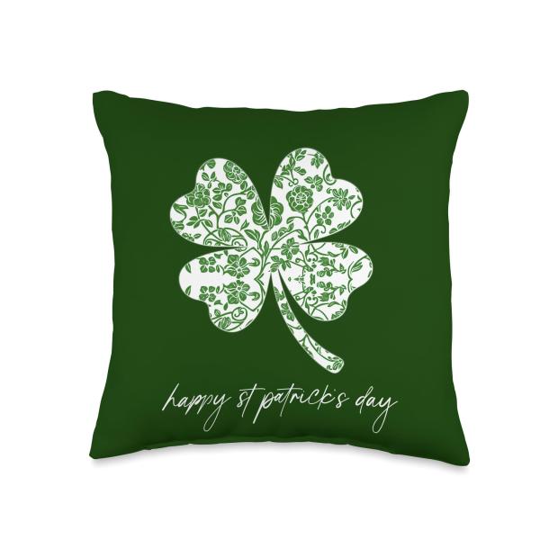 ・Beautiful St Patricks Day Irish shamrock features intricate green floral pattern. Unique chinoiserie floral-inspired St...