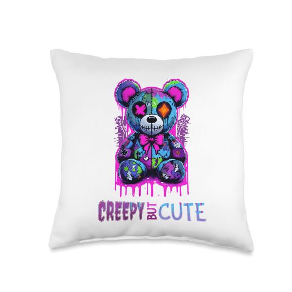 ・Creepy but Cute Teddy Bear Design. Featuring a stitched patchwork bear with a dripping paint effect is a haunting yet p...