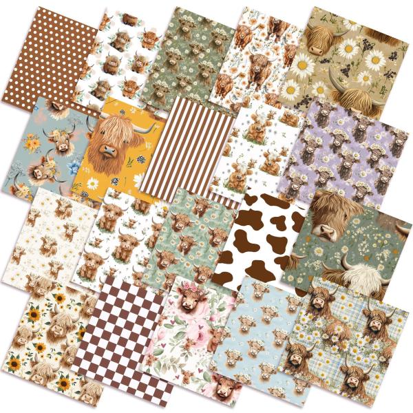 ・Vintage Highland Cow Theme: impart life to your creations with our highland cow fabric, each square is full of bright c...