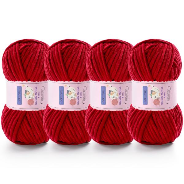 ・分厚い糸サイズ:各シェニール糸の重さは3.5オンス/100g、長さは71ヤード/65m、直径0.15インチ/4mm、4mm~6mmのかぎ針編みフック、または6mm〜8mmのニットニードルの使用を推奨します。・スーパーソフトでふわふわ:毛布...