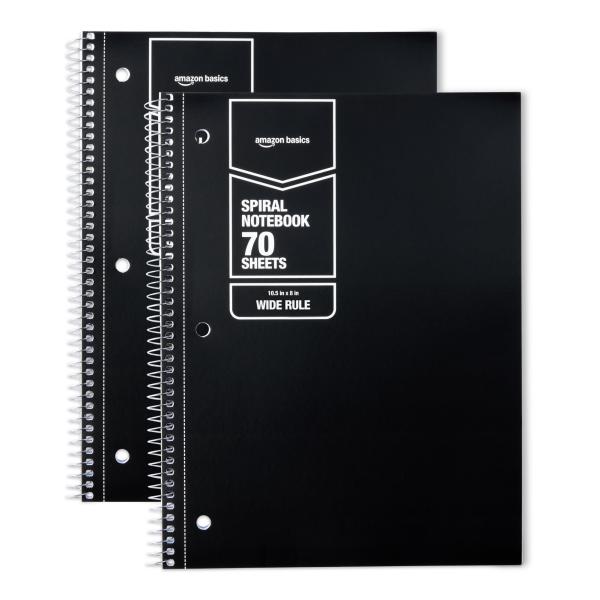・VERSATILE USE: 2-pack of wide ruled spiral notebooks for school, home and office use; ideal for note-taking, journaling...