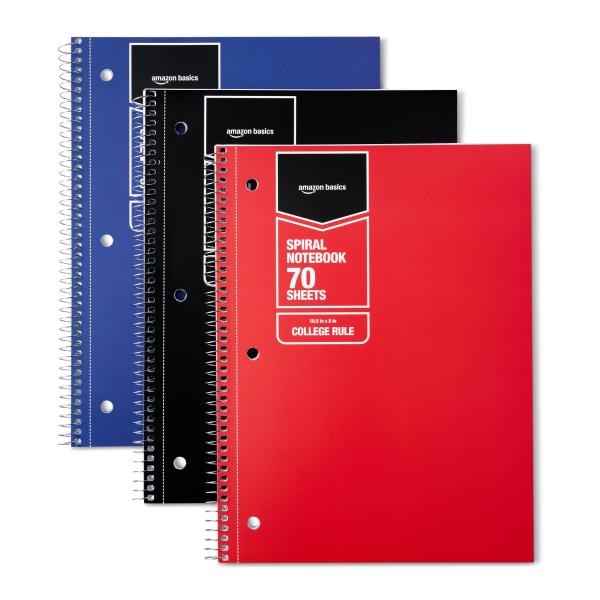 ・3-pack of college ruled spiral notebooks for efficient note-taking and writing; ideal for school, office, and home use・...