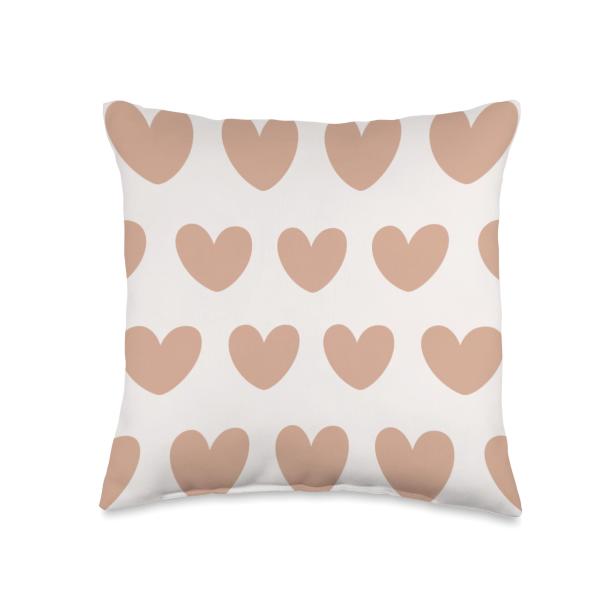 ・Cute and Unique Beige Tan ＆ White Heart Love Romantic Heart Girly Decorative Pattern Art Design for Women Girls If You'...