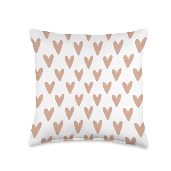 ・Cute and Unique Beige Tan ＆ White Heart Love Romantic Heart Girly Decorative Pattern Art Design for Women Girls If You'...