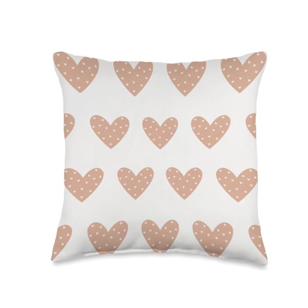 ・Cute and Unique Beige Tan ＆ White Heart Love Romantic Heart Girly Decorative Pattern Art Design for Women Girls If You'...