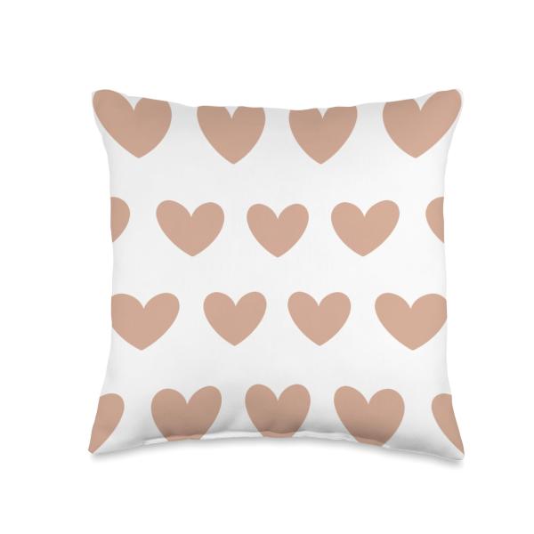 ・Cute and Unique Beige Tan ＆ White Heart Love Romantic Heart Girly Decorative Pattern Art Design for Women Girls If You'...