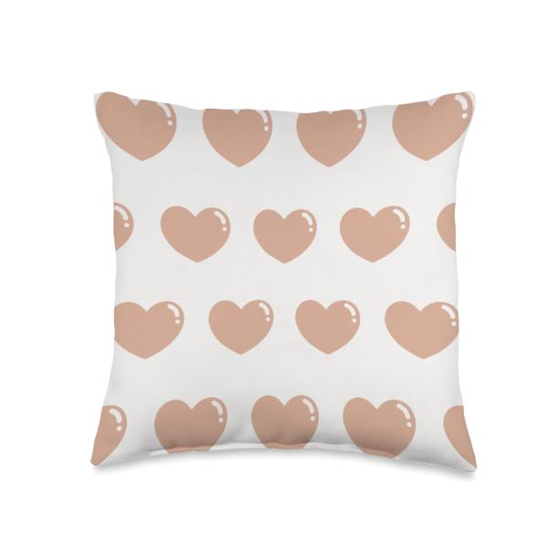 ・Cute and Unique Beige Tan ＆ White Heart Love Romantic Heart Girly Decorative Pattern Art Design for Women Girls If You'...