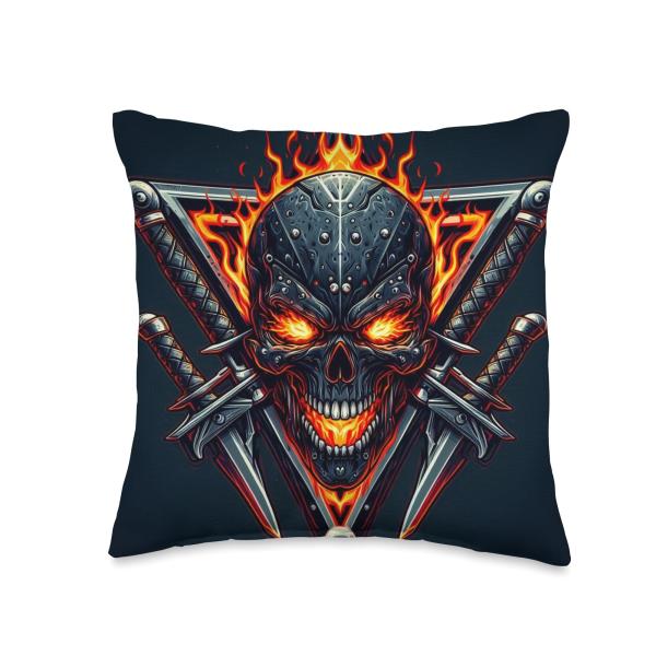 ・Amazing skull of flames and daggers cool graffiti fantasy art. Cartoon skeleton logo art design for bikers and biker fa...