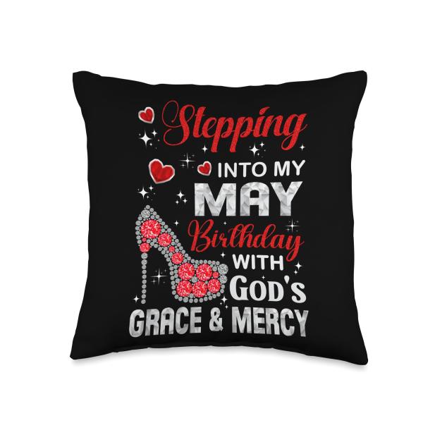 ・Stepping into my May birthday with God's grace ＆ Mercy Girly High Heel Shoe Hearts Birthday gift ideas for lady women g...