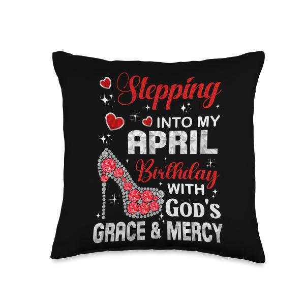 ・Stepping into my April birthday with God's grace ＆ Mercy Girly High Heel Shoe Hearts Birthday gift ideas for lady women...