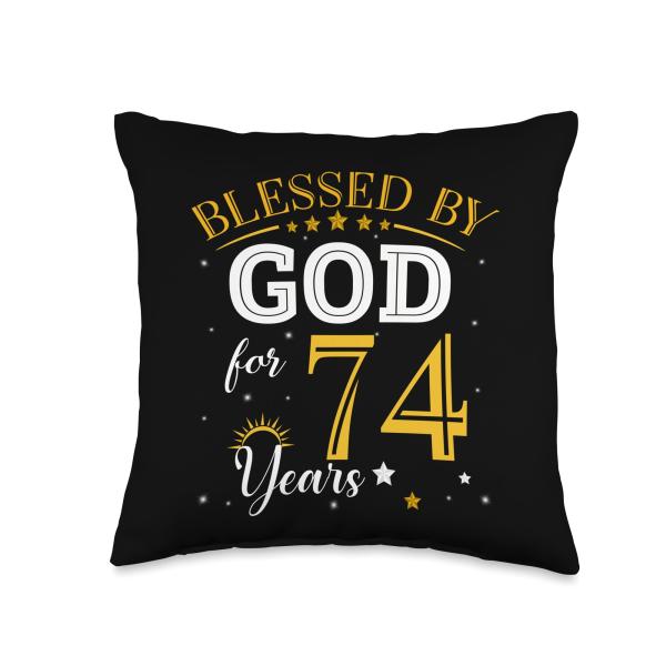 ・Vintage Blessed by God For 74 Years Fabulous 74th Birthday gift for Men Women Ladies. This glamorous Tee is a perfect g...