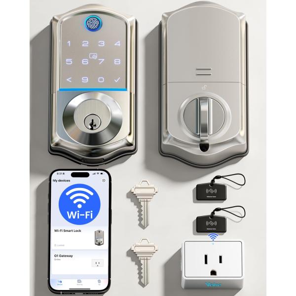 ・Total Control, Anywhere: The Veise VE017G Smart Wi-Fi Door Lock breaks distance limitations, allowing you to remotely l...