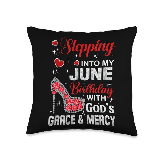 ・Stepping into my June birthday with God's grace ＆ Mercy Girly High Heel Shoe Hearts Birthday gift ideas for lady women ...