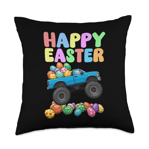 ・"Happy Easter" with a roaring monster truck taking over Easter eggs in a comedic style. Funny details underscore the tr...