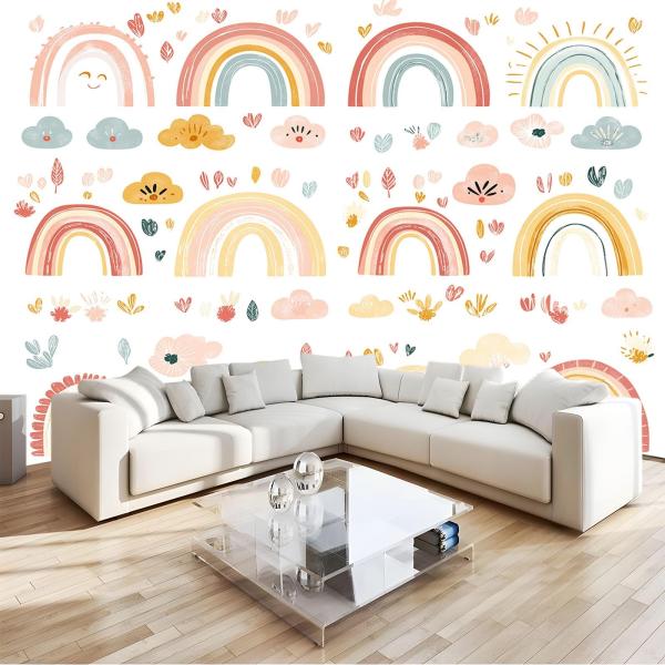 ・Mural Size: Approx.141" x 96"(358 x 244cm)(W x H), This mural wallpaper cut into 7 strips. All is marked with number un...