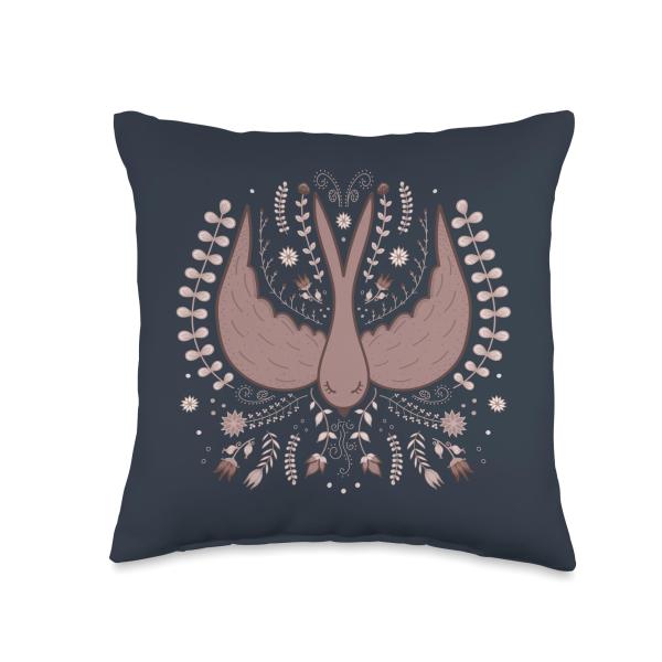 ・Elegant Scandinavian folk art bird with angel wings and intricate floral patterns. This mystical boho design blends Nor...