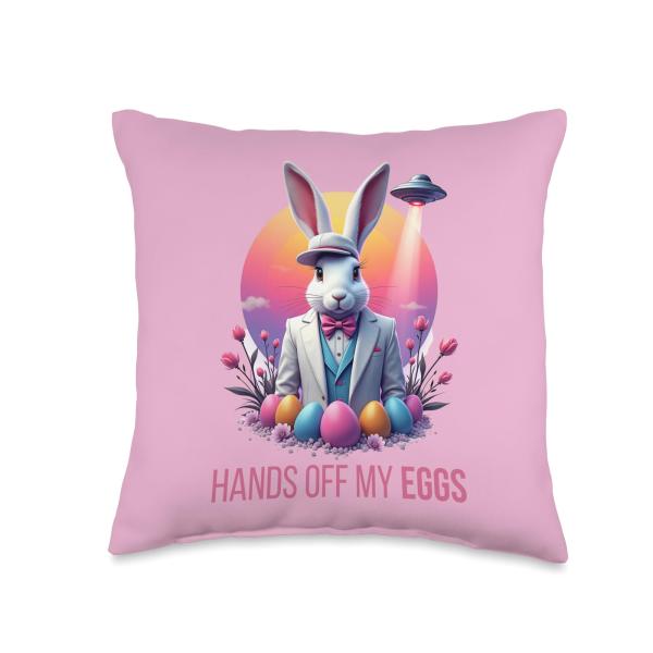・Humorous white Easter Design: This playful artwork features a sophisticated bunny in a stylish suit, boldly standing gu...