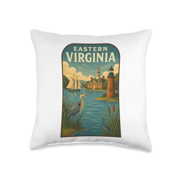 ・Features a regal heron, classic schooner, and lighthouse set against Chesapeake Bay with colonial architecture details....