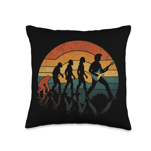 ・Evolution graphic from ape to guitar maestro with vintage stripes. Stylish design celebrating a journey of musical grea...