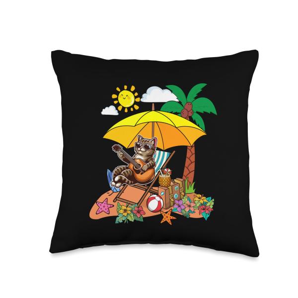 ・This Cat Playing Guitar On Beach Hawaiian Costume Relaxing Lover costume is for dad, mom, grandma, grandpa, uncle, aunt...