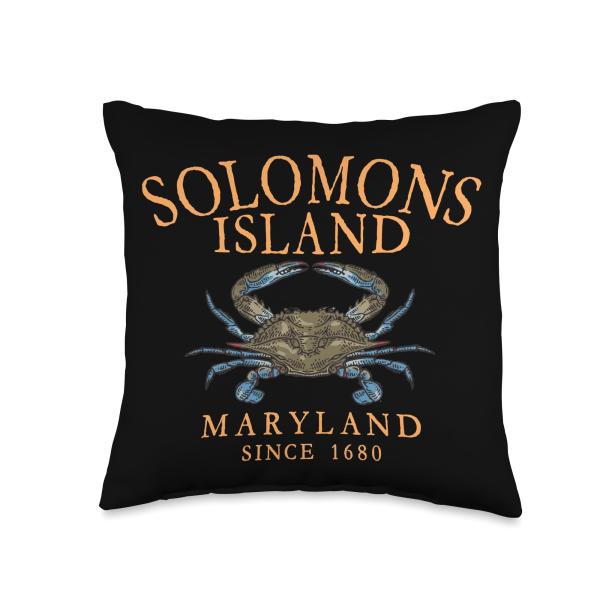 ・Solomons Island MD Since 1680 blue crab orange letters vintage sealife gift for women and men a Lewes gift idea ocean b...