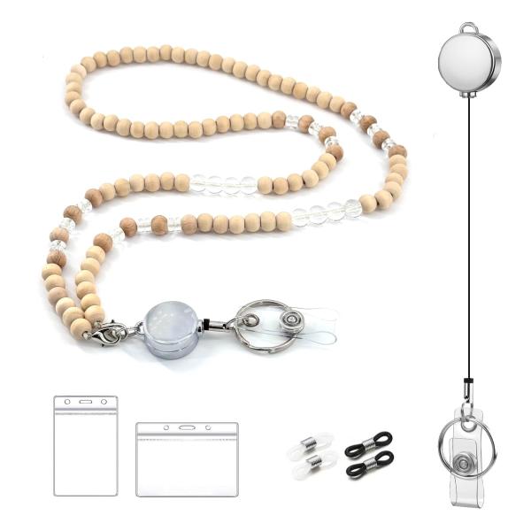 ・BEADED LANYARD - Natural wooden bead lanyards for ID badges. Retractable and utility, stylish and unique. Not only can ...