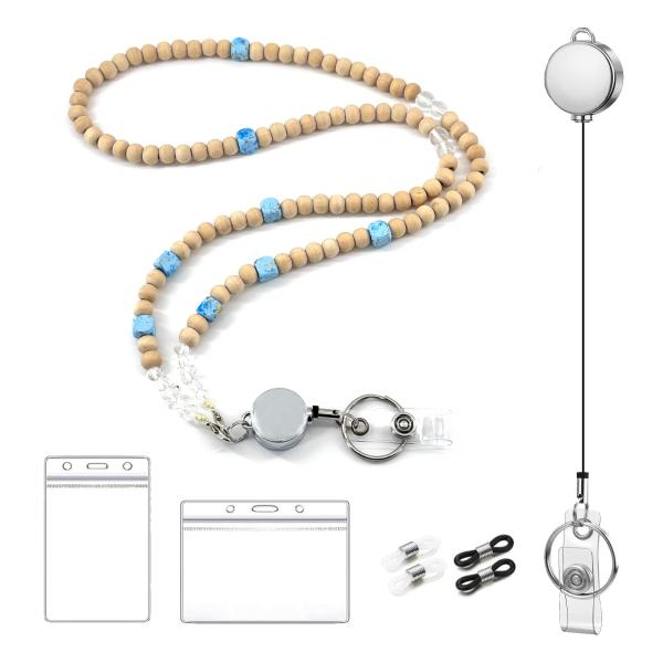 ・BEADED LANYARD - Natural wooden bead lanyards for ID badges. Retractable and utility, stylish and unique. Not only can ...