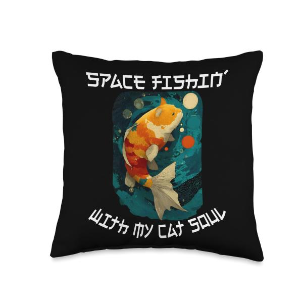 ・Space Fishin' with My Cat Soul - funny Japanese Cat ＆ Fish tee, cute cat ＆ fishing lover birthday gift for men, women, ...