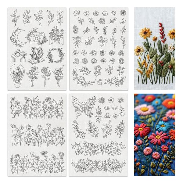 ・FOR YOUR EVERY SEWING NEED: The package includes 4 sheets A4 size tear-off paper stabilizers for embroidery. Design pat...