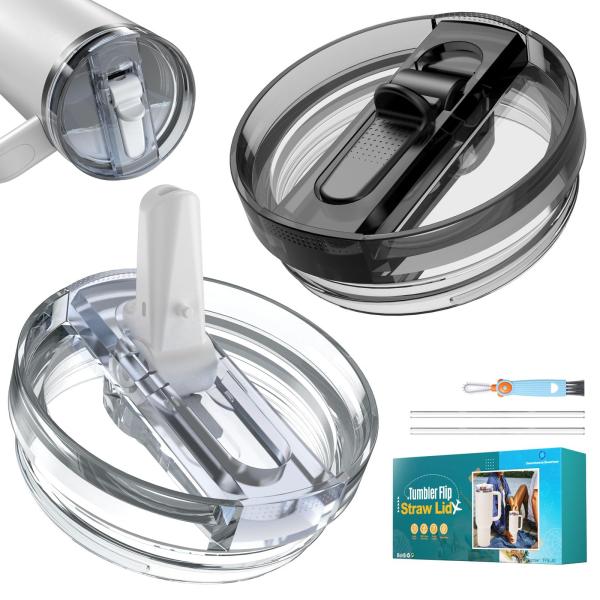 ・Perfect Fit for 40 oz Stanley Tumbler : This upgraded spill proof replaceable tumbler flip straw lid is designed to per...