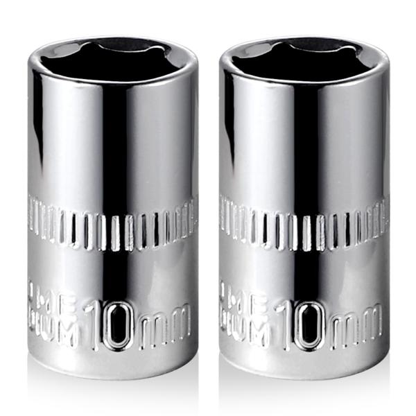 ・?? 【パッケージ内容】1/4インチドライブ10mm 6ポイントシャローソケット2個 - メカニック、DIY、クルーシェアリングに最適です。 クロムバナジウム鋼製で、ホットブローチ加工と精密な熱処理が施されています。 ツールキットを完成さ...