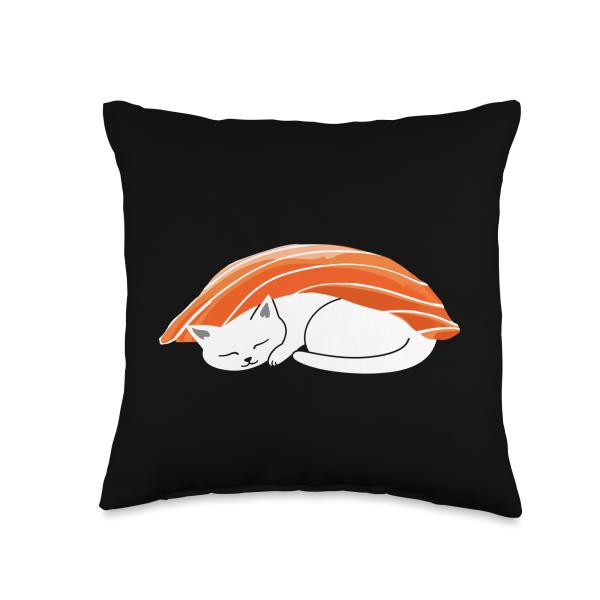 ・This is an interesting design of a sleeping cat as sushi.・Salmon sushi cat. Perfect for cat lovers, sushi lovers, and J...