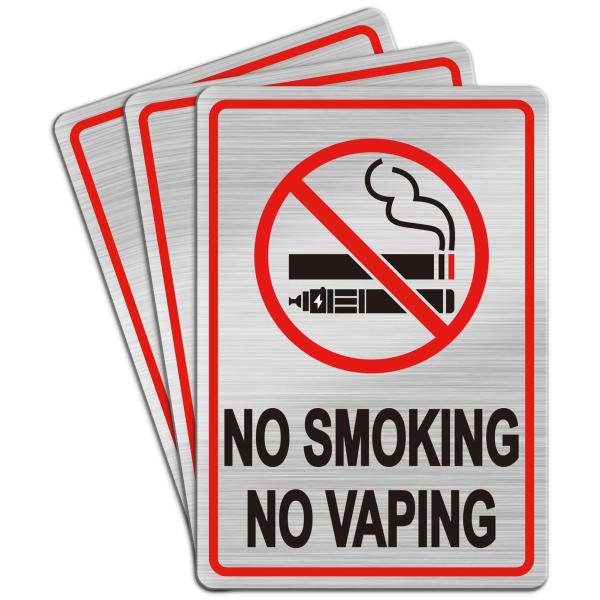 ・【Professional Brushed Silver No Smoking Sign】This sleek no smoking sign features a brushed silver finish (non-metallic)...