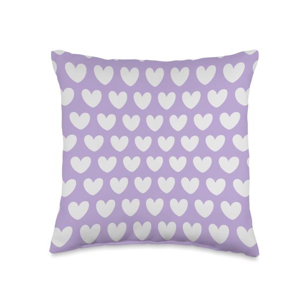 ・Cute and Unique Light Pastel Purple ＆ White Heart Love Romantic Heart Girly Decorative Pattern Art Design for Women Gir...