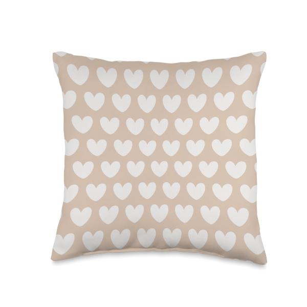 ・Cute and Unique Vanilla Beige Tan ＆ White Heart Love Romantic Heart Girly Decorative Pattern Art Design for Women Girls...