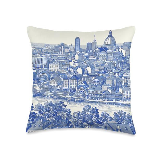 ・New Orleans Vintage design. Classic toile-style New Orleans design featuring French Quarter architecture, domes, steamb...