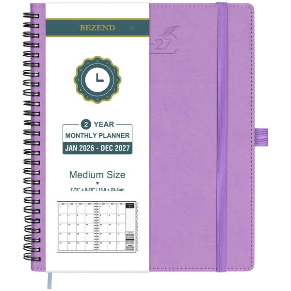 ・MEDIUM SIZE + JAN 26 - DEC 27: Bag size 24-Month Calendar Book measures 7" x 9" (18 x 23 cm). Ample daily writing block...