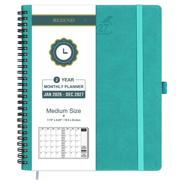 ・MEDIUM SIZE + JAN 26 - DEC 27: Bag size 24-Month Calendar Book measures 7" x 9" (18 x 23 cm). Ample daily writing block...