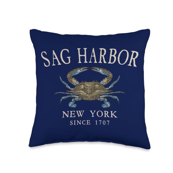 ・Sag Harbor NY Since 1707 blue claw crab antique white letters Hamptons sea life gift for Mom or Dad, or Sag Harbor outf...