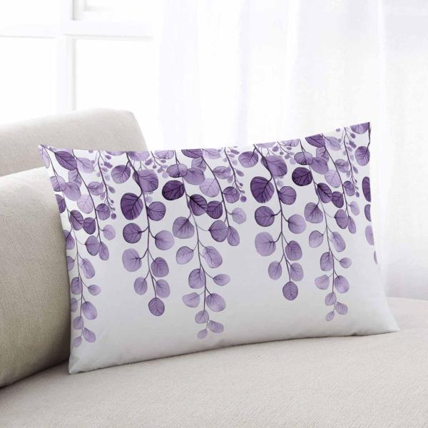 ・Quantity ＆ Material: 1 Removable decorative eucalyptus leaves floral throw pillow cover 12" x 20" (Note: Pillowcase Onl...