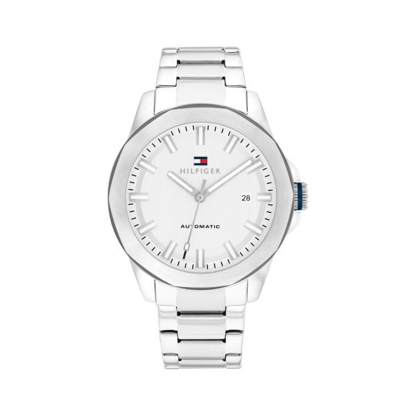・Modern and versatile, this Tommy Hilfiger men's watch boasts a sleek geometric case, brushed dial with CD-textured edge...