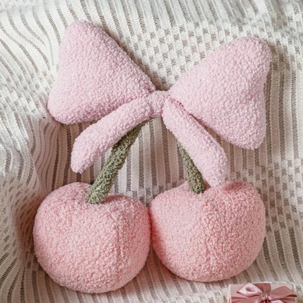 ・Coquette Bow Pillow: the cutest pillow you can find, our bow cherry throw pillow made of the softest pink wool with a b...
