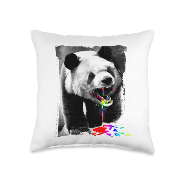 ・Unique cute fearless panda bear design featuring rainbow graffiti splash, colorful ink drip and artistic urban grunge s...